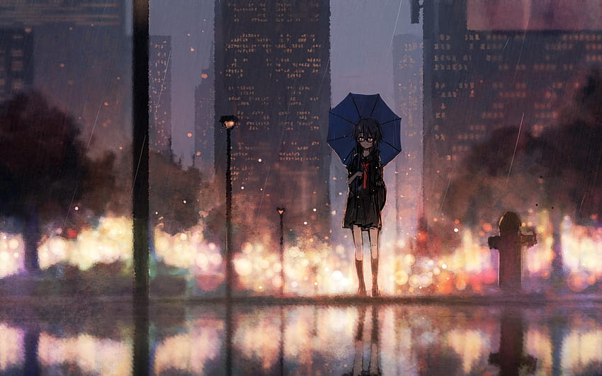 2880x1800 Anime Girl Rain Umbrella Macbook Pro Retina 비오는 애니메이션 소녀 Hd